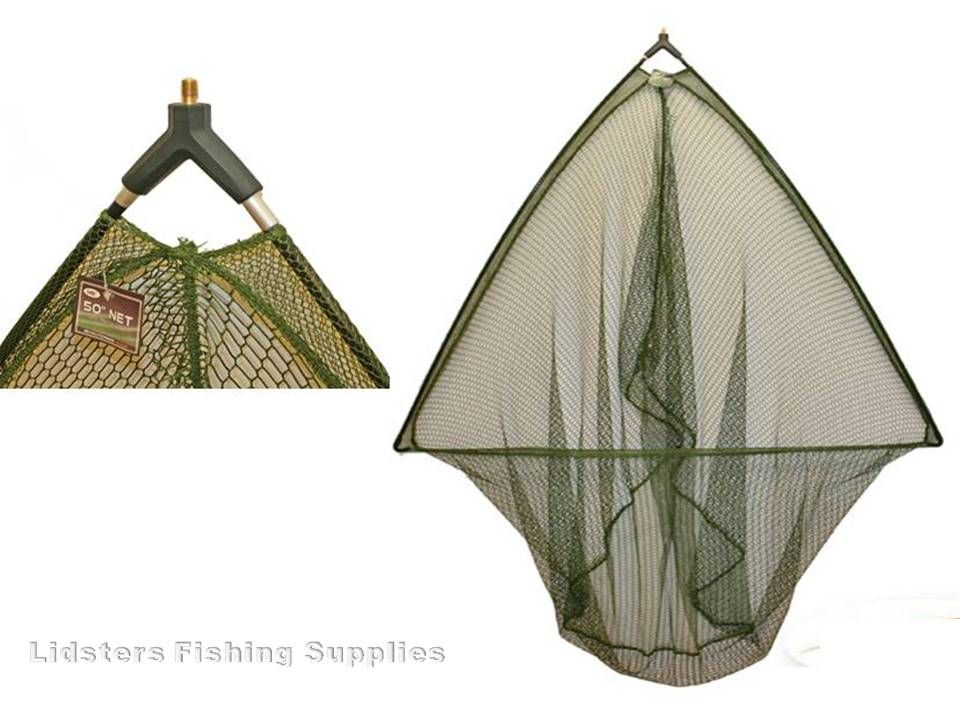 50" Carp / Pike Fishing Landing Net With Plastic Block Green Mesh Carp ...