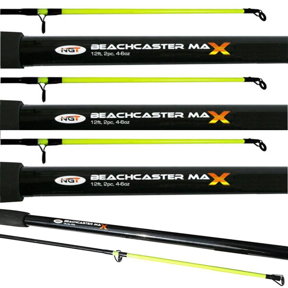 3 x BEACHCASTER MAX 12ft 2pc 4-6oz Beach Caster Max FISHING RODS Sea ...