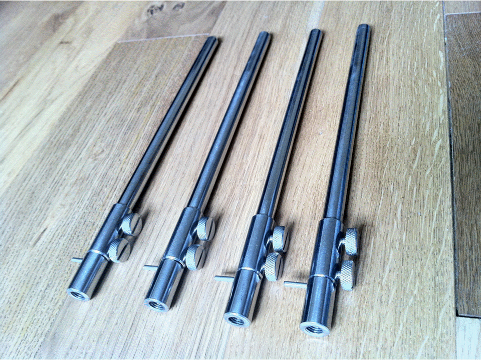 4 x New Stainless Steel Fishing Bank Sticks 30-50cm Double Screw Solid ...